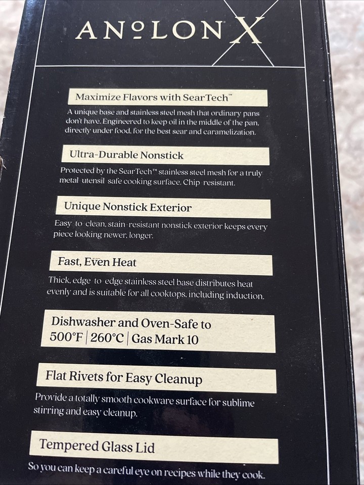 Anolon X SearTech Non Stick Saucier Pan with Lid Strong Dishwasher Safe ...