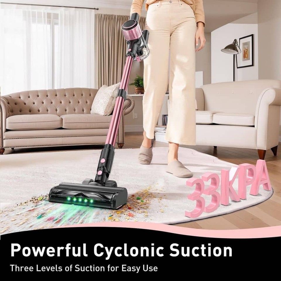 8 in 1 Bagless Stick Vacuum w/HEPA Filter, 33 kPa Suction, Max to 45 ...