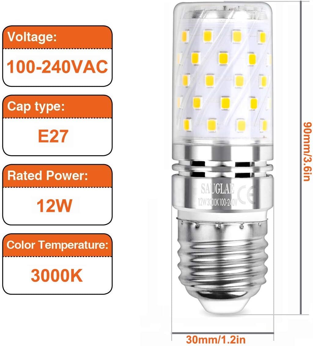 SAUGLAE LED Corn Bulbs E27 Edison Screw 12W 1450Lm 3000K Warm White Not ...