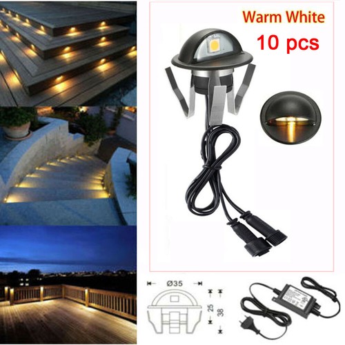 10X 35mm Warm White 12V Black Half Moon Garden LED Deck Stair Step ...