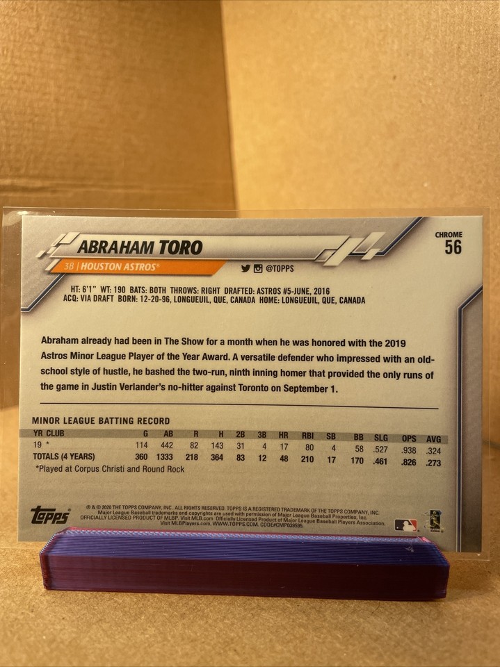 2020 Topps Chrome Abraham Toro #56 RC Rookie Card Astros | eBay