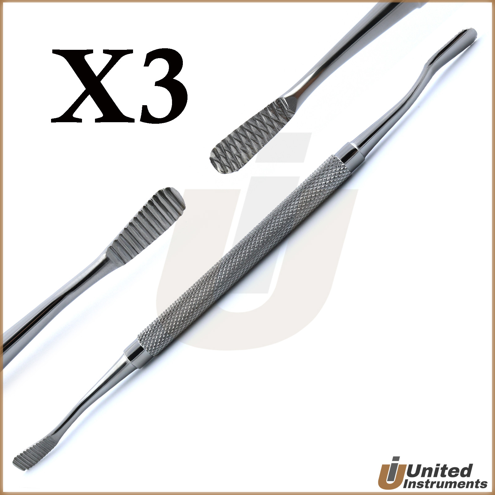 3PCS Miler Bone File Straight/Cross Cut Medical Dental Final Smoothing ...