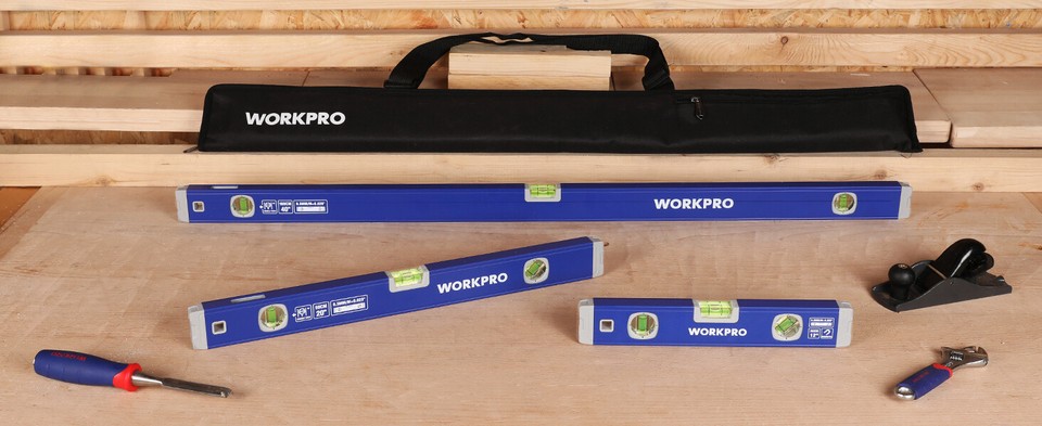 WORKPRO 3PC Spirit Level Set 12" 20" 40" Level Magnetic Torpedo Level ...