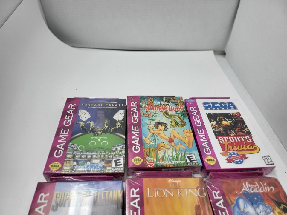 6 NEW Sega Game Gear Games W/Crease Aladdin,Jungle Book,BattleTank,lion ...