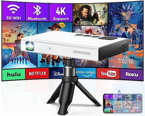 Mini Projector, 4K Support Pocket DLP Projector with WiFi and Bluetooth ...