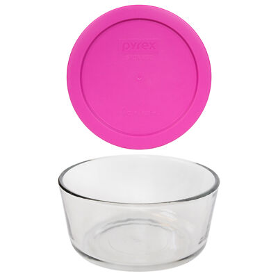 Pyrex (1) 7201 4-Cup Glass Bowl & (1) 7201-PC Berry Pink Lid | eBay