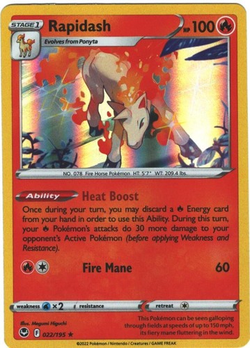 Rapidash 22/195 Silver Tempest Holo Rare Pokemon Card Pokémon TCG 022 ...