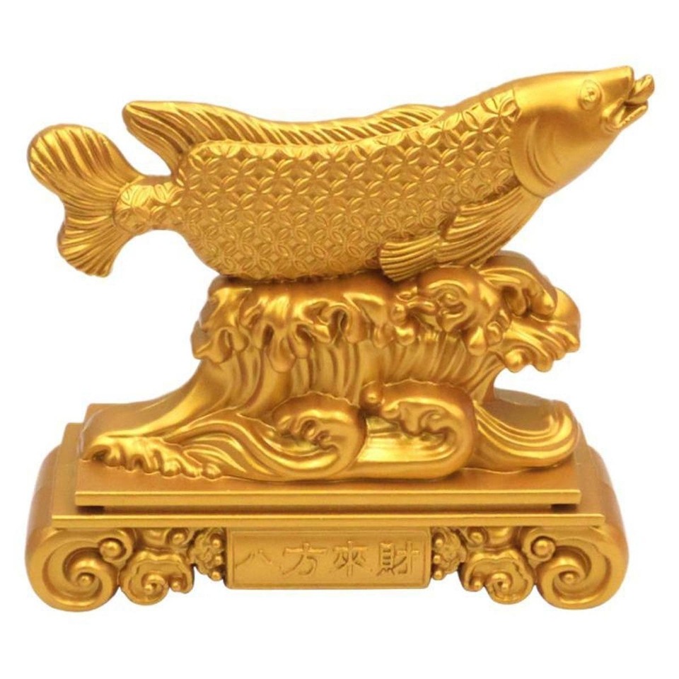 Feng Shui Wealth Arowana Fish Figurine Alloy Dragon Fish Statue Animal ...