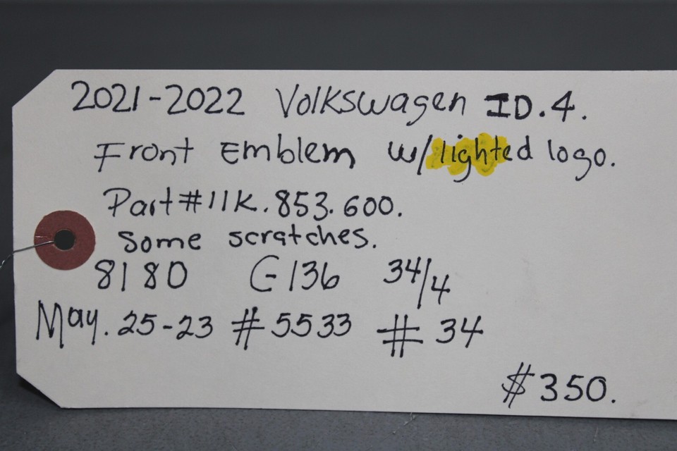 2021 2022 VOLKSWAGEN ID4 FRONT EMBLEM W/LIGHTED LOGO | eBay