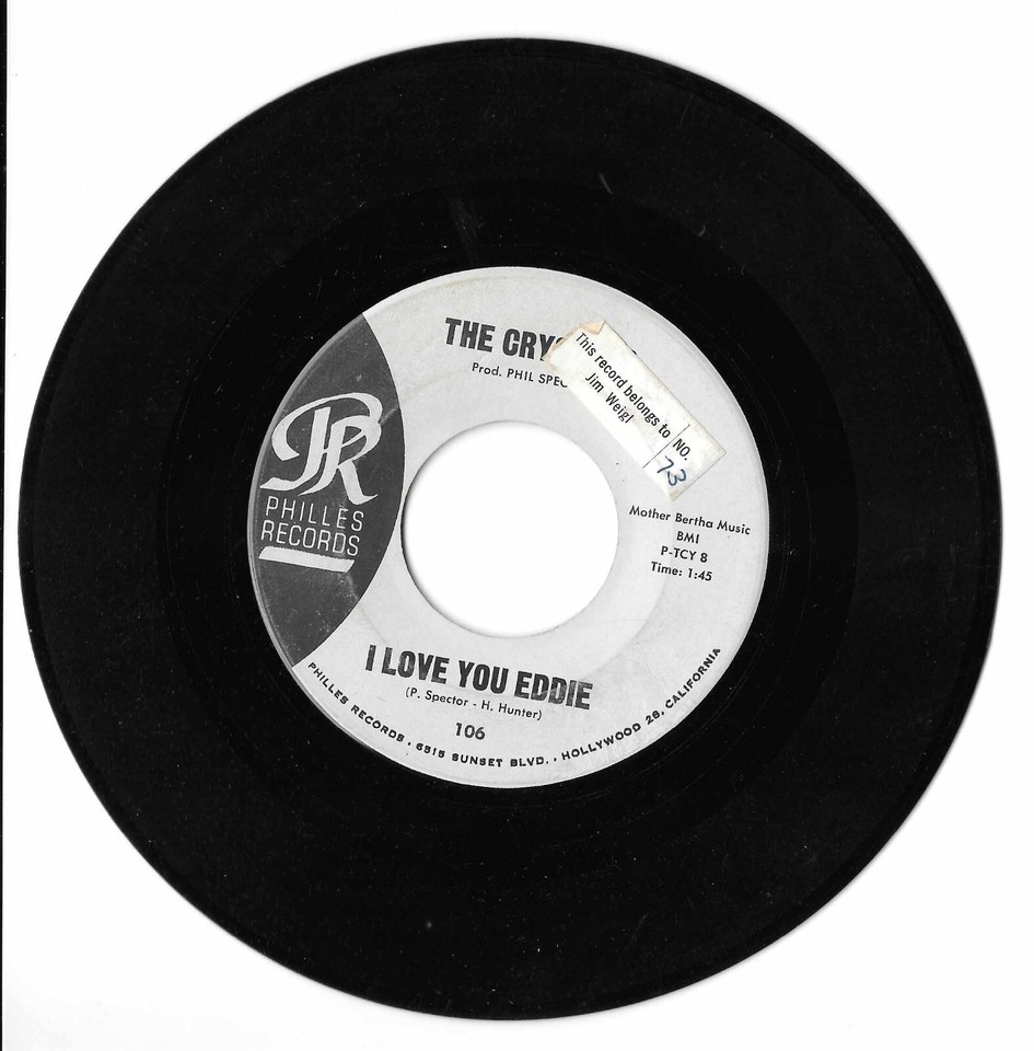 The Crystals He's A Rebel 45 rpm vinyl record single Philles Label 106 ...