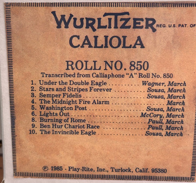 Wurlitzer Caliola Roll 850 (6) Great Roll L@@K | eBay
