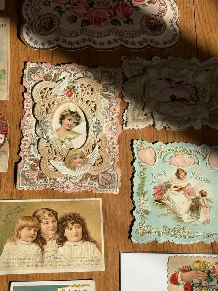 Antique Victorian 1900s Paper Ephemera Calling Cards Post Cards Lace ...