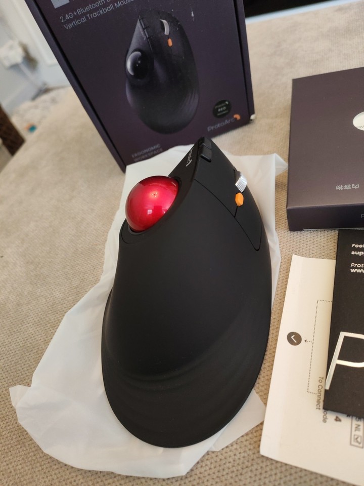 ProtoArc Vertical Wireless Trackball Mouse EM05 Bluetooth Ergonomic Rollerball | eBay UK