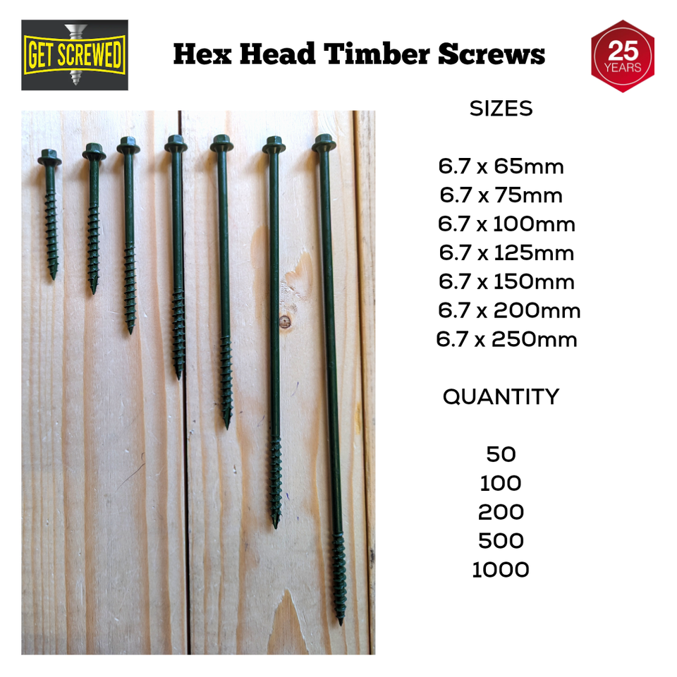 STRUCTURAL TIMBER SLEEPER DECKING SCREWS - HEX HEAD LANDSCAPE WOOD ...