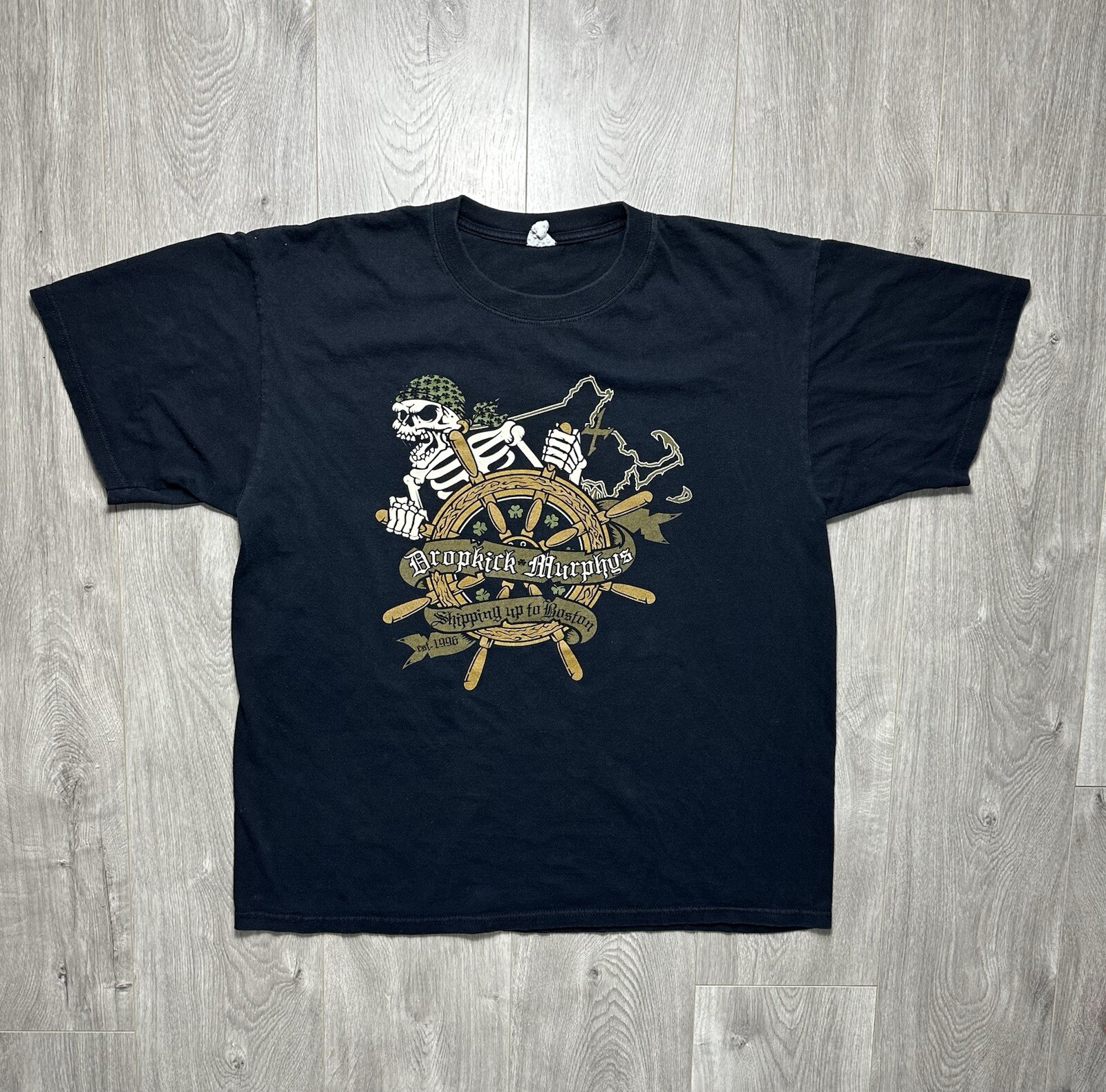 Dropkick Murphys XL Shipping Up To Boston 2 Sided Shirt Skeleton Ship ...