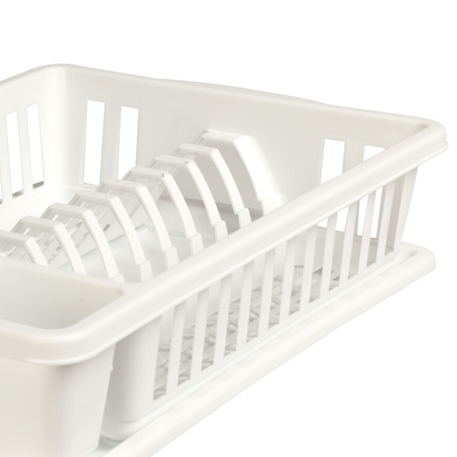 White Plastic Dish Drainer Cutlery Plate Cup Washing Up Sink Rack with ...