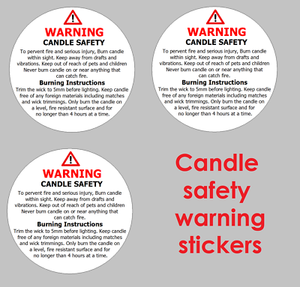105x CANDLE SAFETY STICKERS WARNING Instructions requirement Labels | eBay