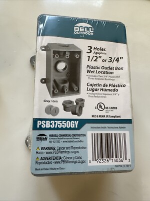 Hubbell Bell Outdoor Weatherproof Box w Gang 3 Hole Plastic Outlet ...