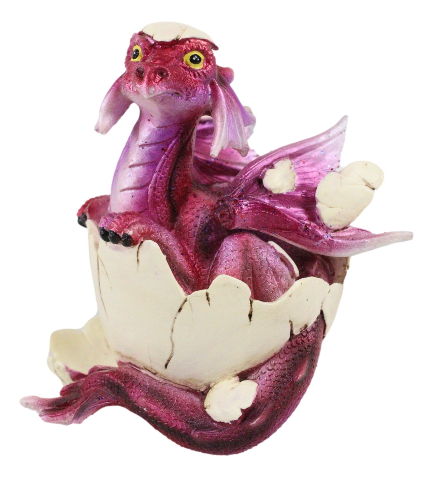 Confused Red Baby Dragon Hatchling Emerging From Egg Sculpture ...