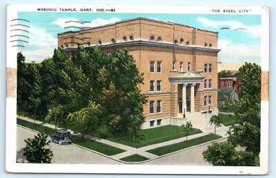 POSTCARD Masonic Temple Gary Indiana The Steel City 1938 | eBay