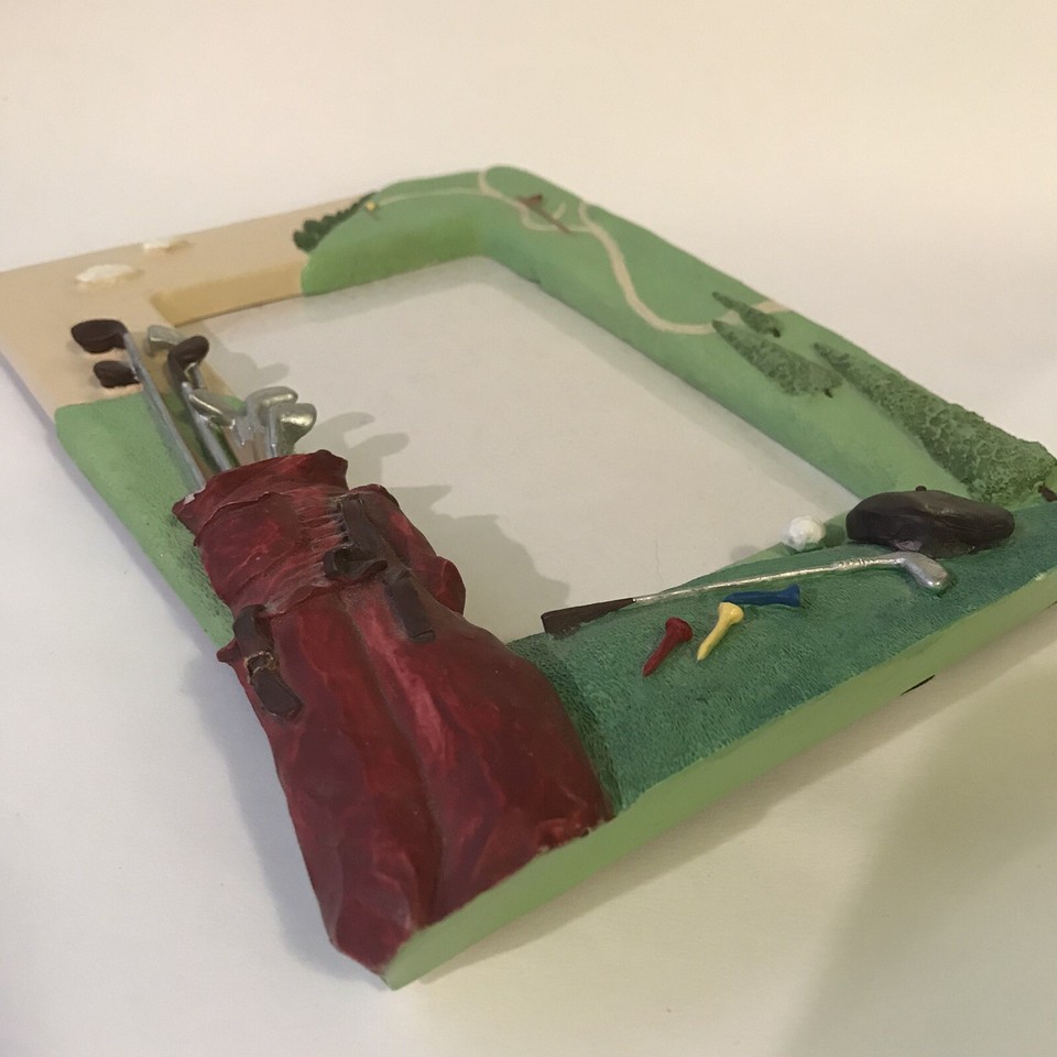 Sports 3D Picture Frame w Golf Clubs Tee Ball Course Trees Green fits 4 ...
