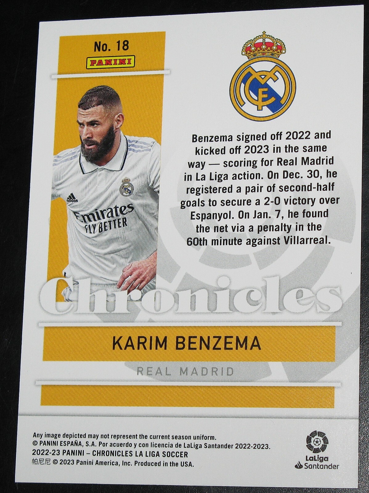 2022-23 Chronicles La Liga Karim Benzema Blue Foil # /99 Real Madrid | eBay