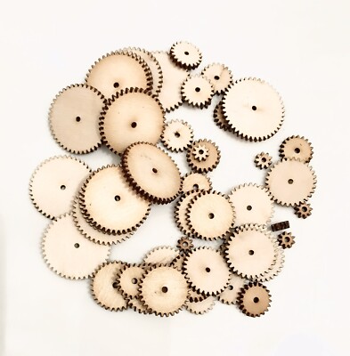 Wooden Gears Cogs Steampunk Laser Cut Pack Of 40 | eBay UK