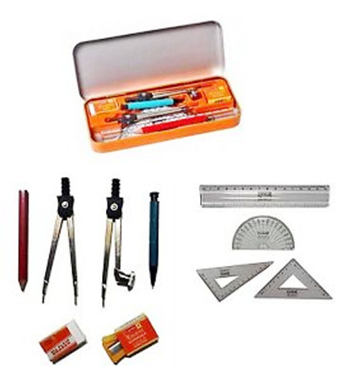 Camlin Mathematical 1 Instruments de dessin 10 pièces Exam Geometry Box ...