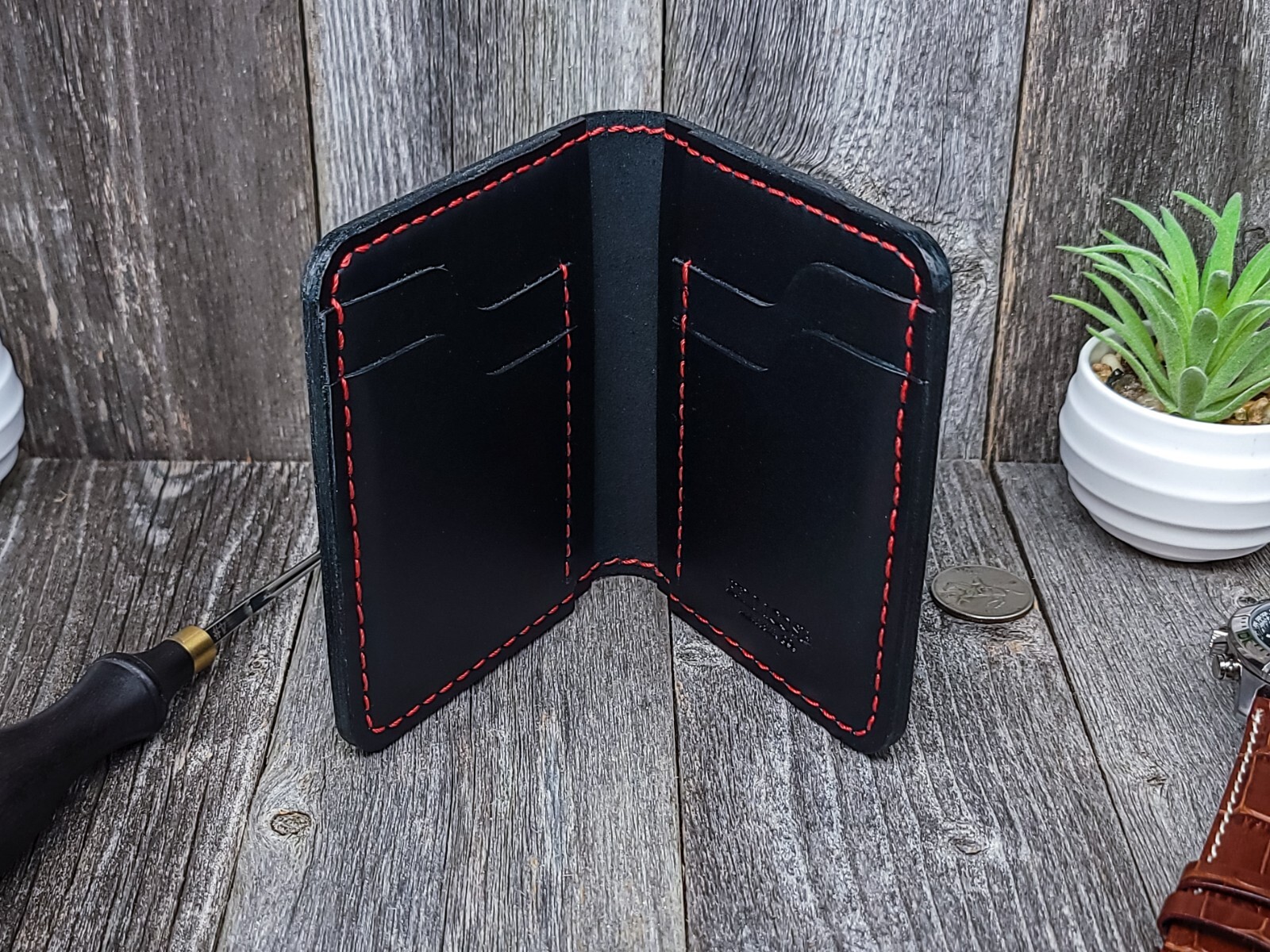 Vertical Bifold Wallet, Full Grain Leather Wallet, Handmade Leather ...