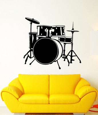 Vinyl Wall Decal Drum Kit Drummer Music Musical Instrument Stickers ...