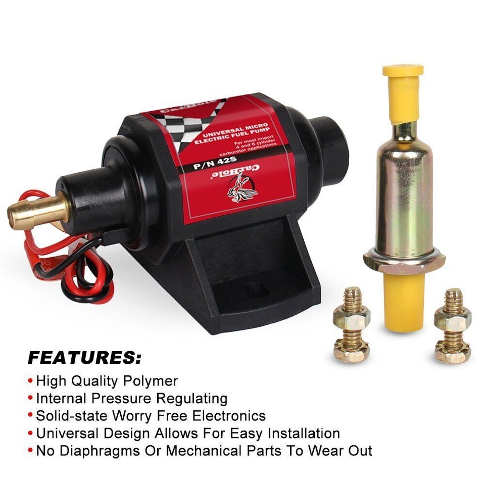 Low Pressure 2-3.5PSI Universal Micro Electric Fuel Pump 42S Polymer ...