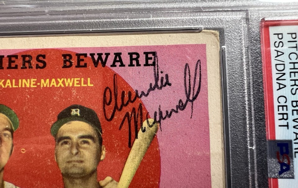1959 #34 Pitchers Beware Kaline/Maxwell DUAL Signed PSA/DNA 3 AUTO 9 ...