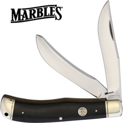 Marbles Large D2 Steel Saddlehorn Hunter Folding Pocket Knife, Micarta ...