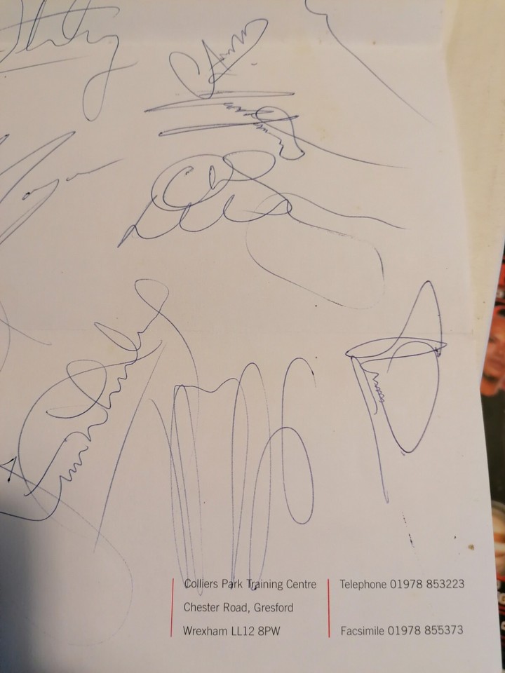 Wrexham AFC Squad Genuine Autographs on Official Club Sheet Rare ...