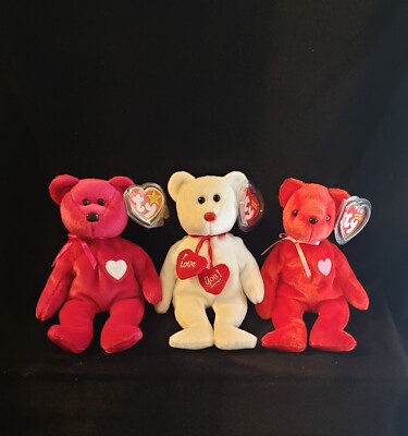 Ty Valentine Beanie Baby Bears – 1998 Valentina; 2004 Truly; 2002 KISS ...