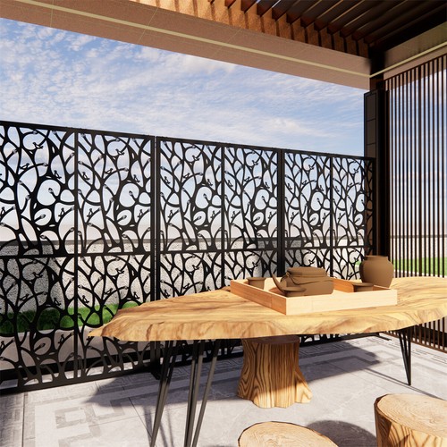 Metal Panels Decorative Divider Wind Outdoor Garden Privacy Dividers ...