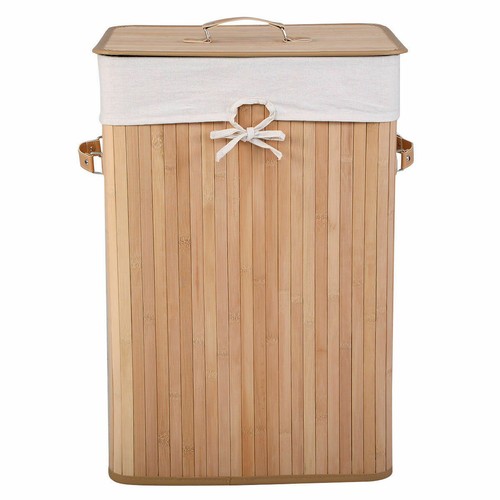 Costway Rectangle Bamboo Hamper Laundry Basket Washing Cloth Bin ...