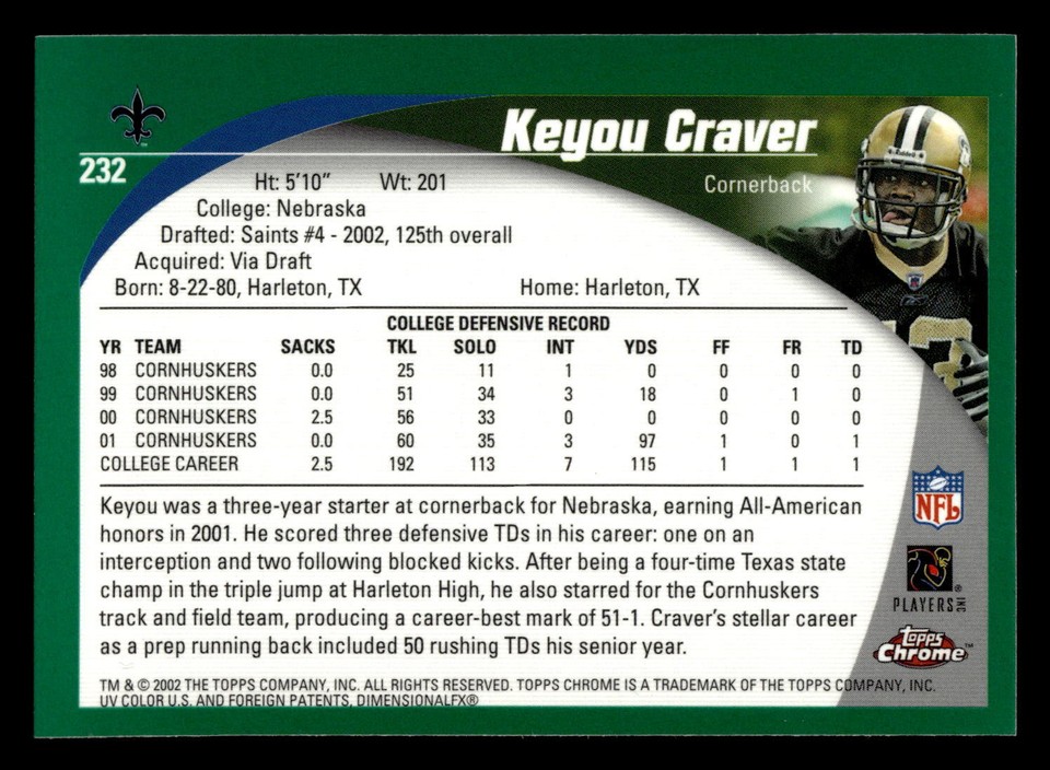 2002 Topps Chrome #232 Keyuo Craver | eBay
