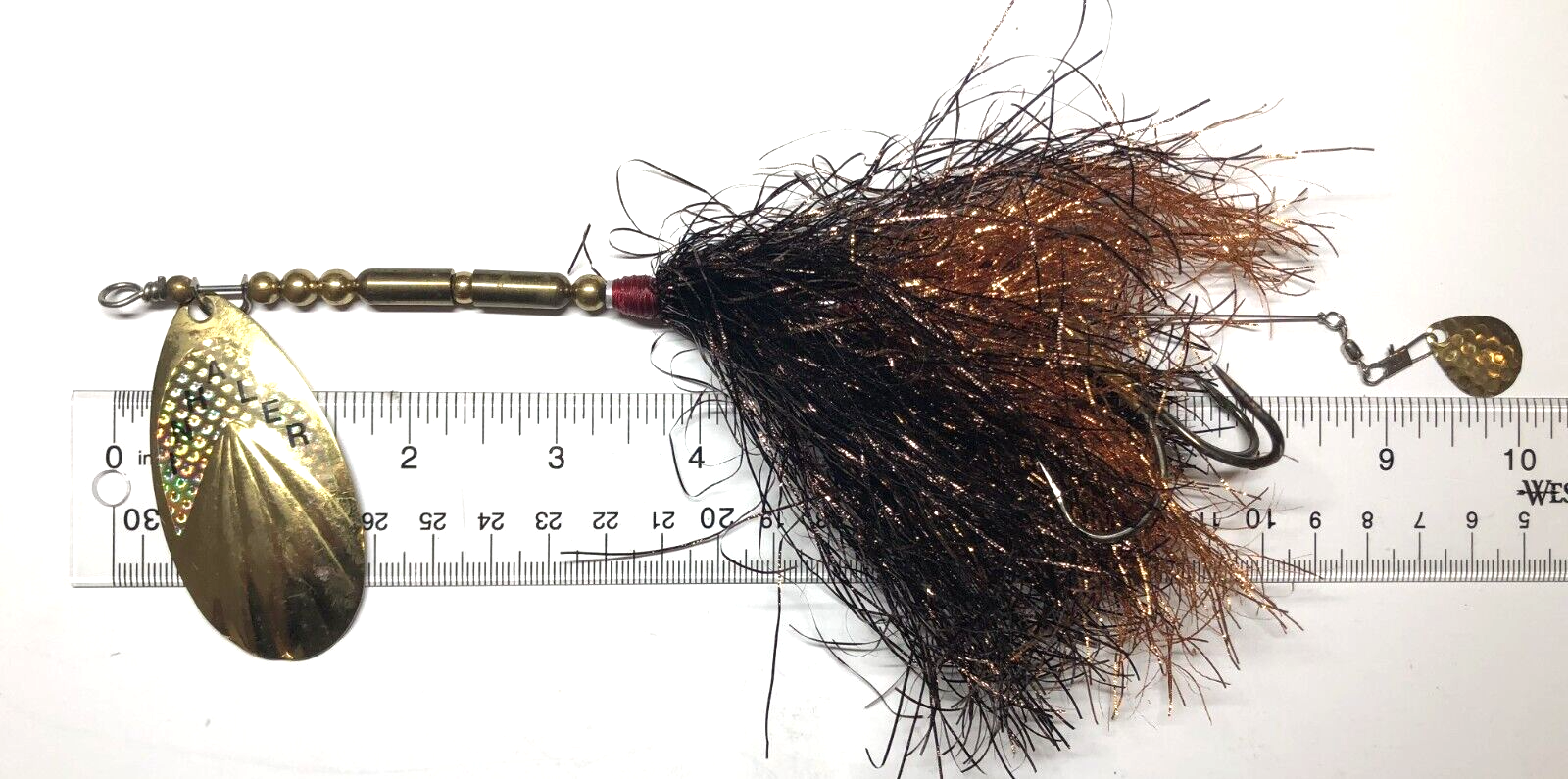 Musky Lure 8+ in. *INHALER, Inline Spinner*(1.8oz) Bronze/Copper -Free ...