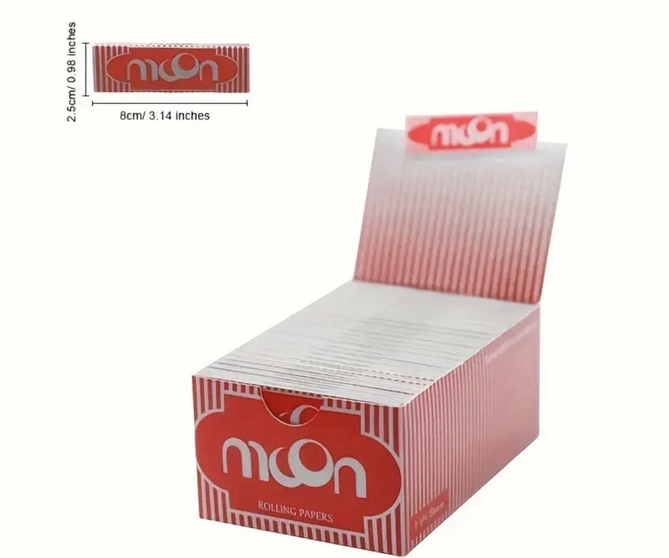 Moon Rolling Papers Box Of 50 Packs 1 1/4 Size Regular Size 40/Papers ...