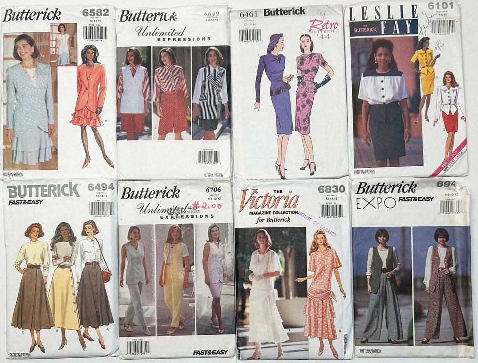 Lot of 75 Butterick Patterns 1990s for Women Mixed Sizes Uncut | eBay