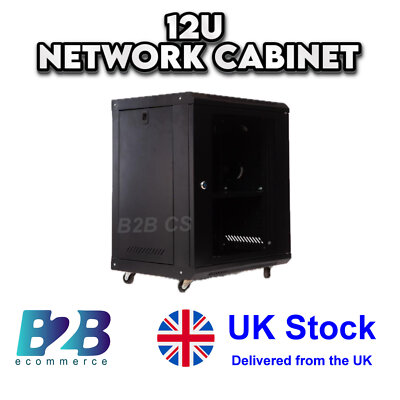 Clearance 12U Network Data Cabinet - Comms Wall Rack Patch Panel Switch ...
