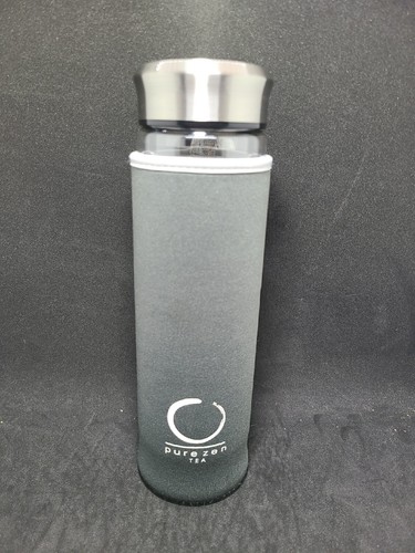 Pure Zen Tea Glass Infuser Bottle With Double Lid + Insulated Sleeve ...