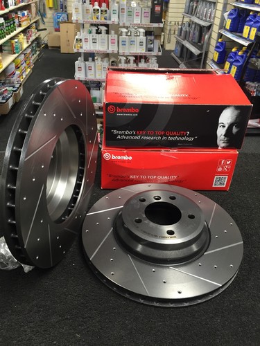 BMW 335i 335d E92 BRAKE DISC FRONT BREMBO CROSS DRILLED GROOVED BRAKE ...