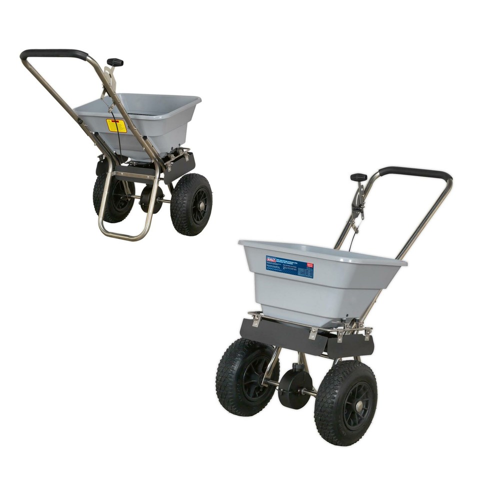 Stainless Steel Broadcast Salt Spreader 37kg Walk Behind Sealey | eBay UK