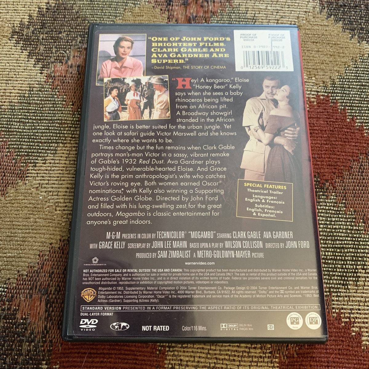 Mogambo Gorilla Mogambo VHS 1953 Ava Gardner Clark Gable 27616005533|