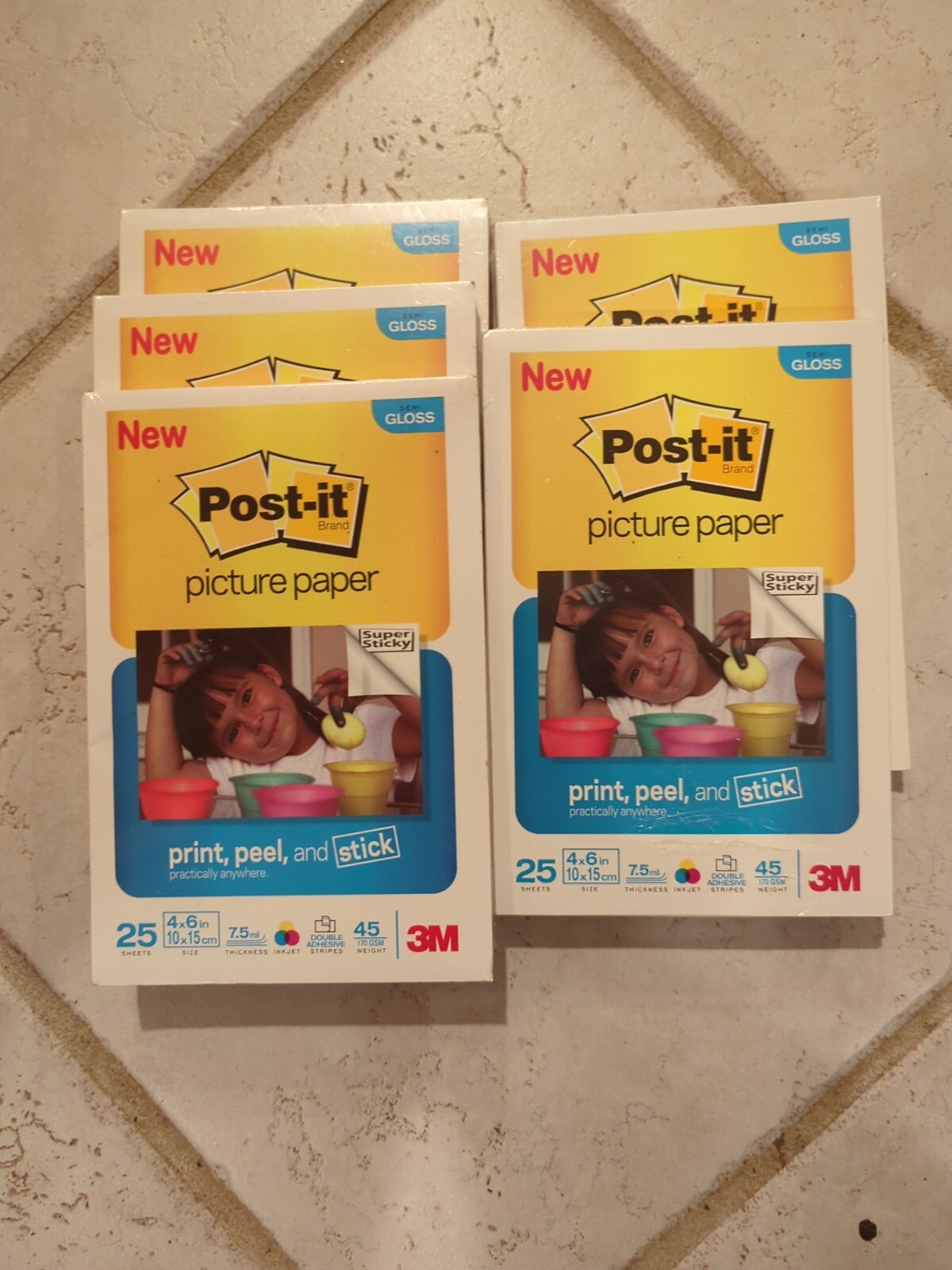 Post-It Print Peel and Stick 4x6 - Semi Gloss Picture Paper 5 Packs 125 ...