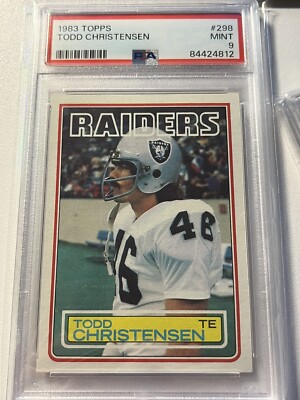 TODD CHRISTENSEN PSA 9 MINT 1983 TOPPS FOOTBALL ROOKIE #298 RAIDERS TE ...