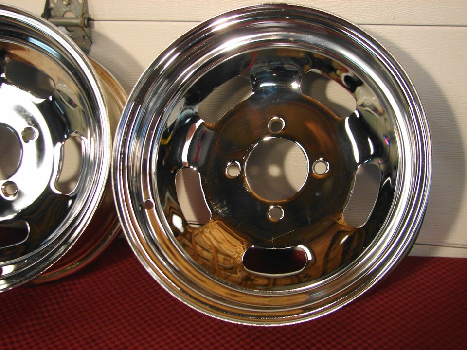 NOS M/T MICKEY THOMPSON CHROME SLOT WHEELS 14X6 4X4.5 BC MUSTANG 240Z ...