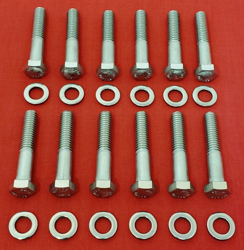 SBC CHEVY LOG STYLE EXHAUST MANIFOLD BOLTS KIT STAINLESS 283 327 350 ...